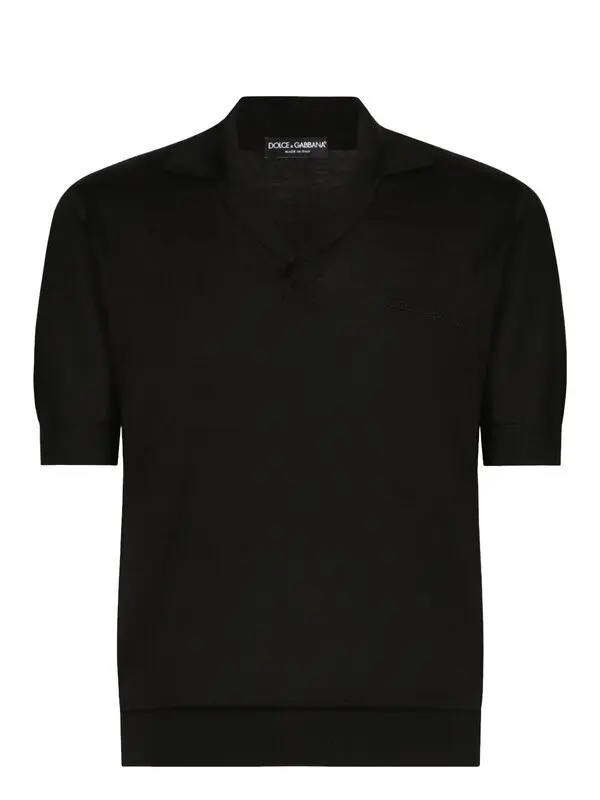 Dolce & Gabbana Signature Logo-embroidered Polo Shirt - Black