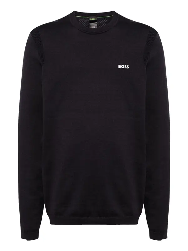 Hugo Boss Logo Appliqué Ribbed-knit Jumper - Blue