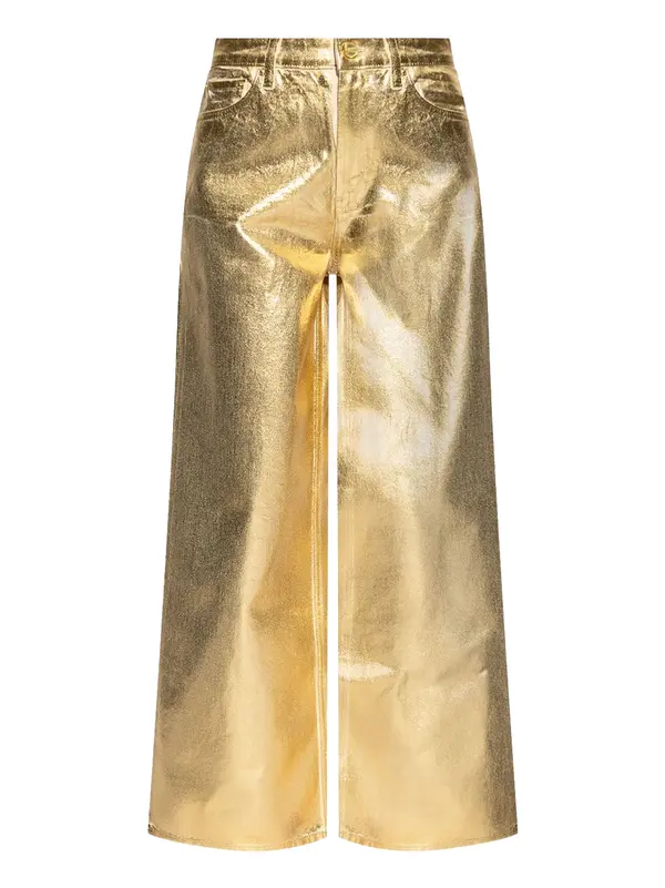 GANNI Metallic-effect Wide Leg Jeans - Gold
