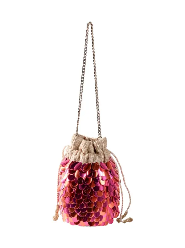 Nannacay Keely Sequin Bucket Bag - Orange