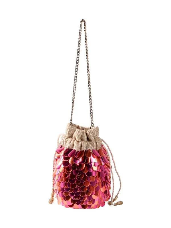Nannacay Keely Sequin Bucket Bag - Orange
