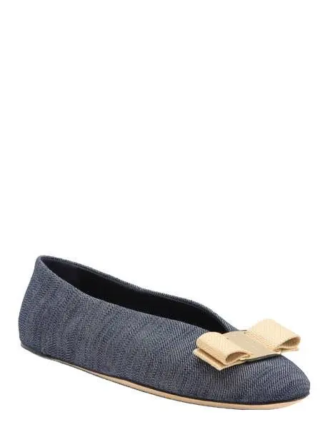 FERRAGAMO Vanna Ballet Flat - Denim