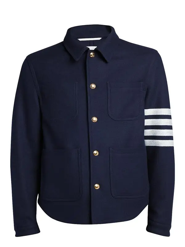 Thom Browne Utility Patch Wool Chore Jacket - Navy