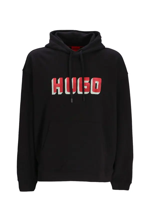 Hugo Logo-print Cotton Hoodie - Black