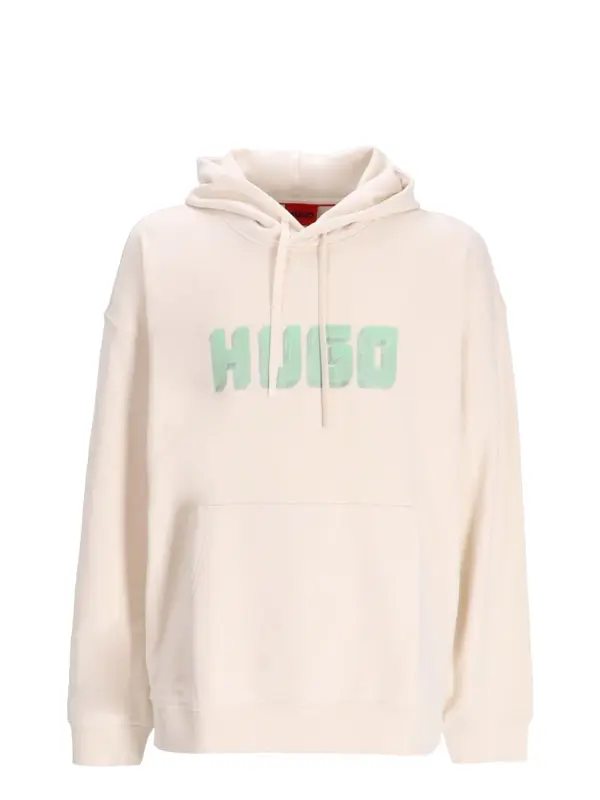 Hugo Logo-print Cotton Hoodie - Neutrals