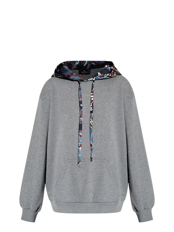 Etro Contrasting-hood Cotton Hoodie - Grey