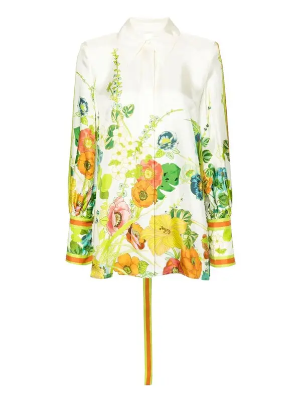 ALEMAIS Constance Floral Silk Shirt - Neutrals