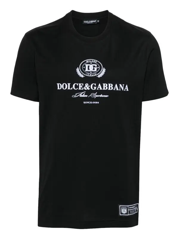 Dolce & Gabbana Flocked-logo Cotton T-shirt - Black