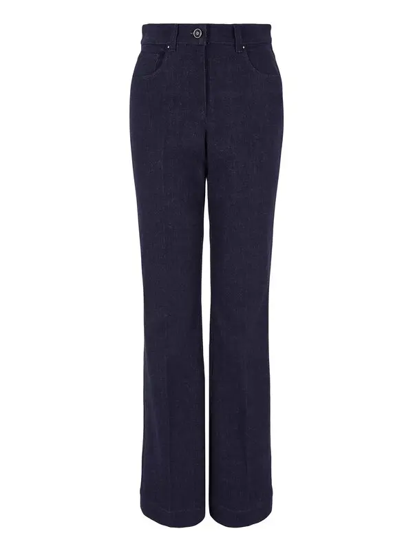 Giorgio Armani Stretch Cotton Denim Flared Trousers - Blue