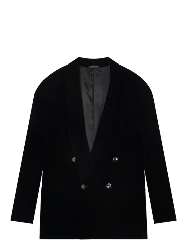 Giorgio Armani Double-breasted Velvet Jacket - Black