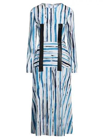 CHRISTOPHER KANE Striped Flared Midi Dress - Blue