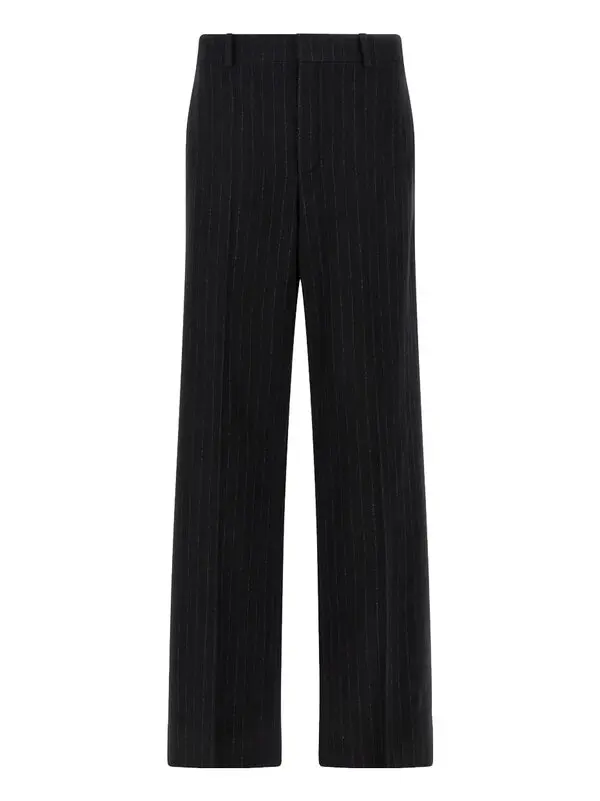 Saint Laurent Pinstripe Wide Leg Pants - Black