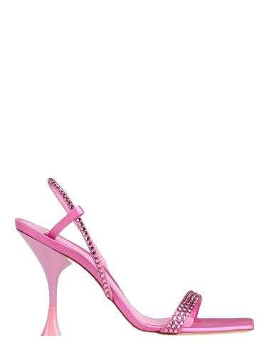 3JUIN Textile Fiber Slingback Sandals With Crystal Embellishments - Fuchsia