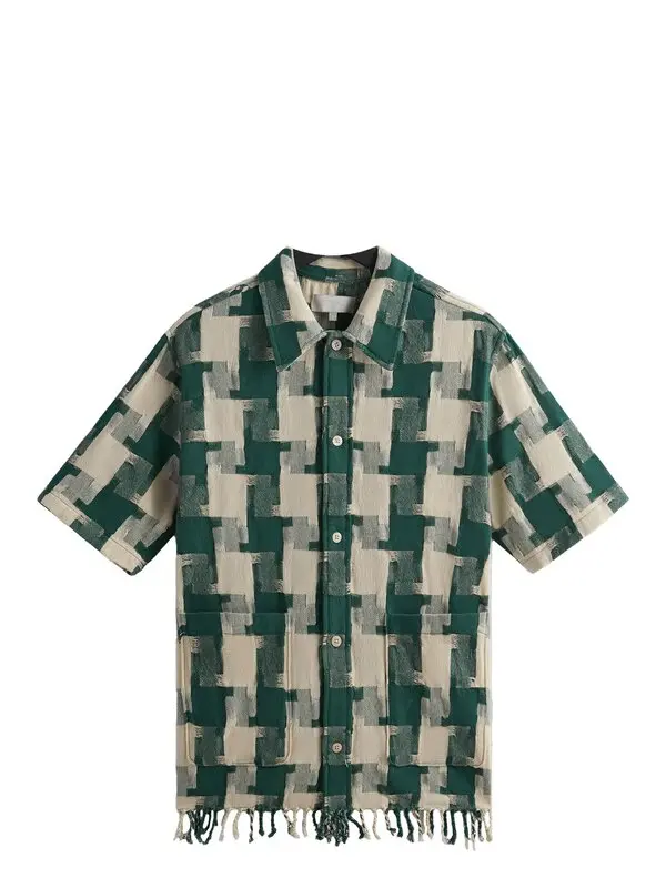 Kith Jumbo Houndstooth Boxy Collared Overshirt - Conifer