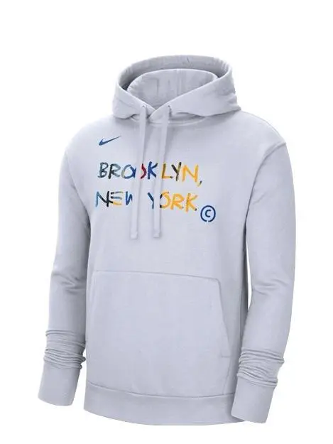 Nike Nba Brooklyn Nets City Edition Fleece Pullover Hoodie - Grey