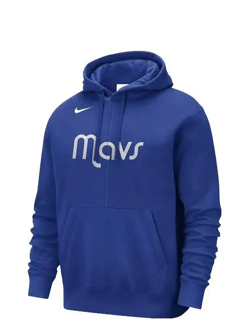 Nike Nba Dallas Mavericks Courtside Fleece Pullover Hoodie - Blue