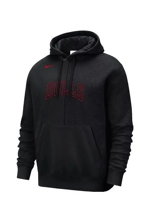 Nike Nba Chicago Bulls Courtside Fleece Pullover Hoodie - Black