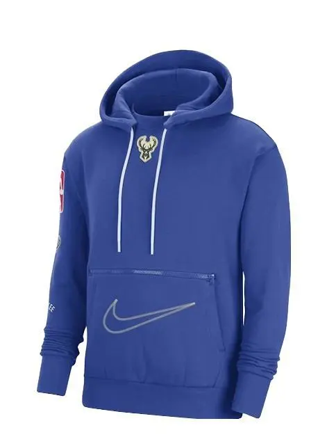 Nike Nba Milwaukee Bucks Courtside City Edition Fleece Hoodie - Blue