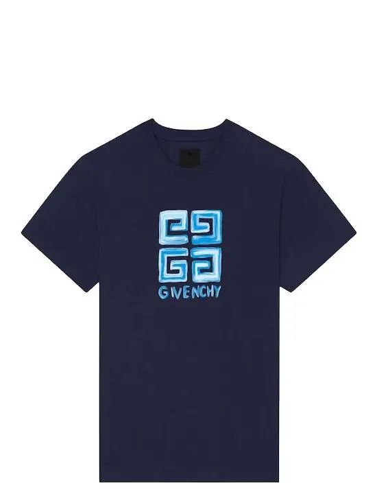 Givenchy 4g Logo Sketch T-shirt - Navy Blue