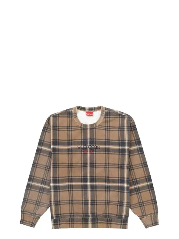 Supreme Plaid Crewneck Sweatshirt - Brown