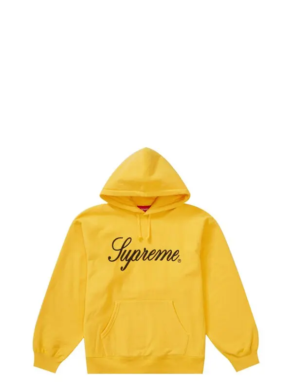 Supreme Raised Script Hooded Sweatshirt - Yellow