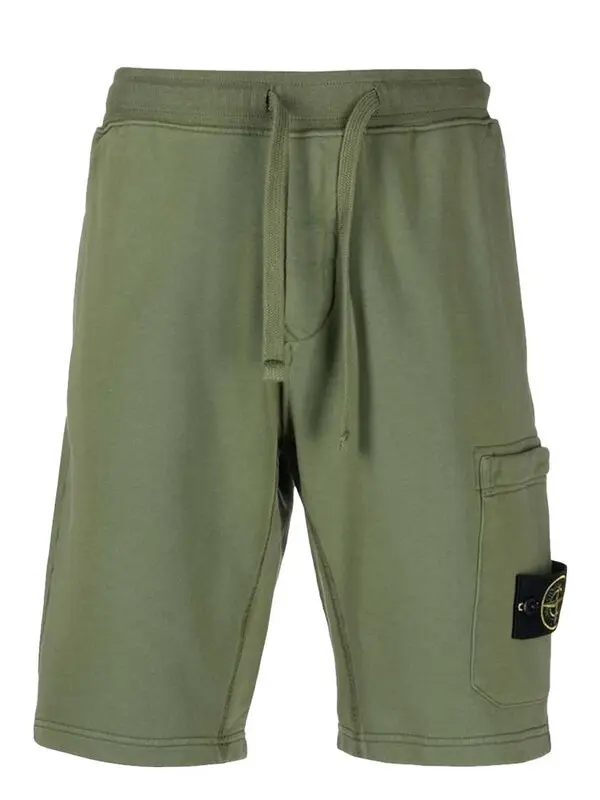 Stone Island Cotton Fleece Garment Dyed Shorts - Khaki