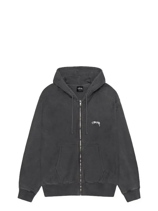 StÜssy Smooth Stock Pigment Dyed Zip Hoodie - Black