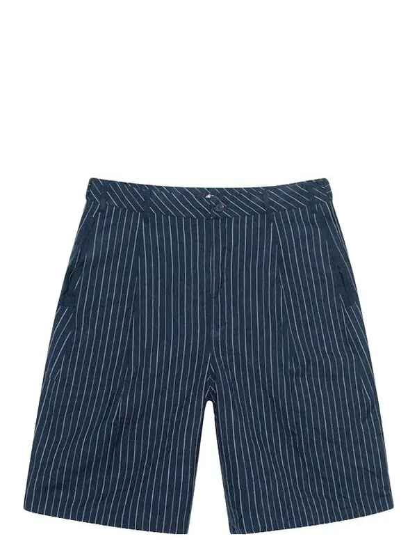 StÜssy Wrinkled Stripe Volume Pleated Short - Navy Blue