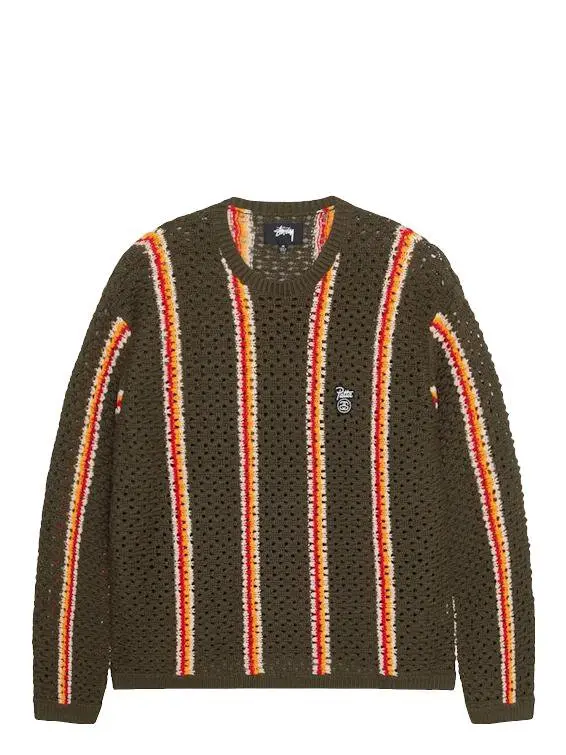 StÜssy X Patta Striped Loose Gauge Sweater - Olive