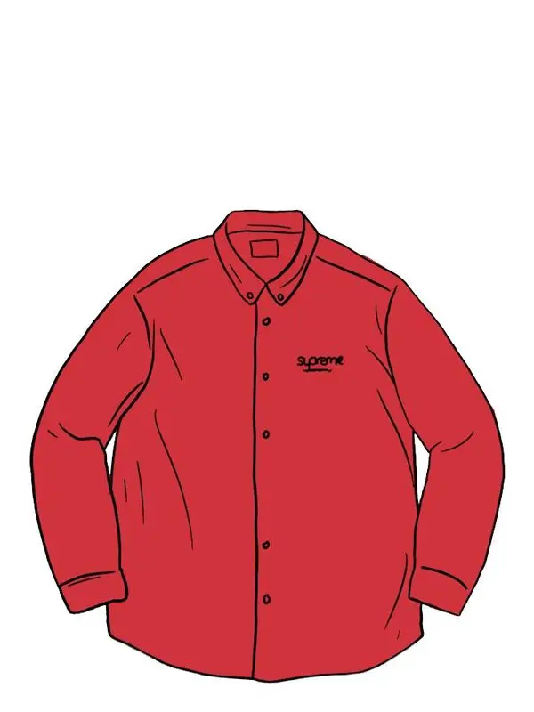 Supreme Classic Logo Denim Shirt - Red