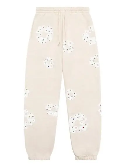 DENIM TEARS Rhinestone Wreath Sweatpants - Oatmeal
