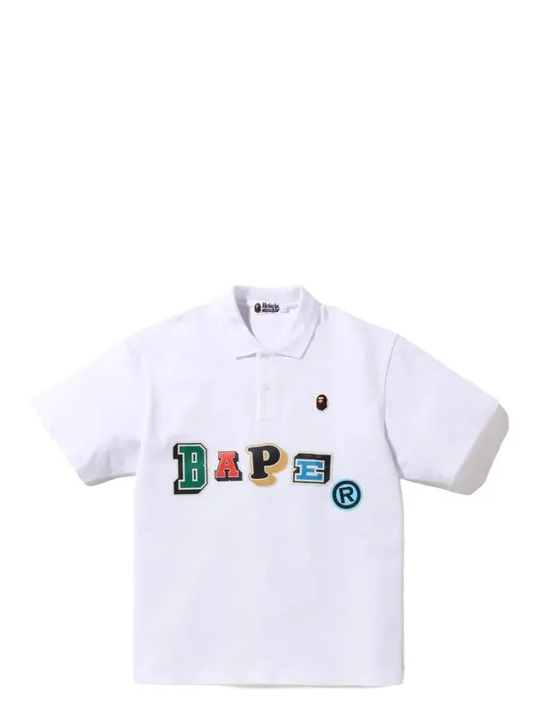 A BATHING APE Fonts Relaxed Fit Polo Shirt - White