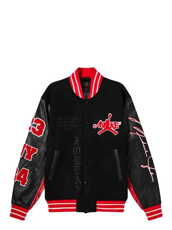 JORDAN X Awake Ny Varsity Jacket - University Red/black