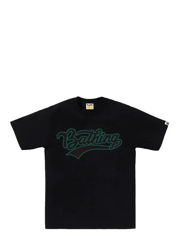 A BATHING APE Varsity Baseball Logo Tee Shirt - Black