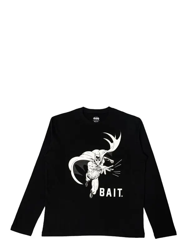 BAIT X Batman Batarang Glow In The Dark Long Sleeve Tee Shirt - Black