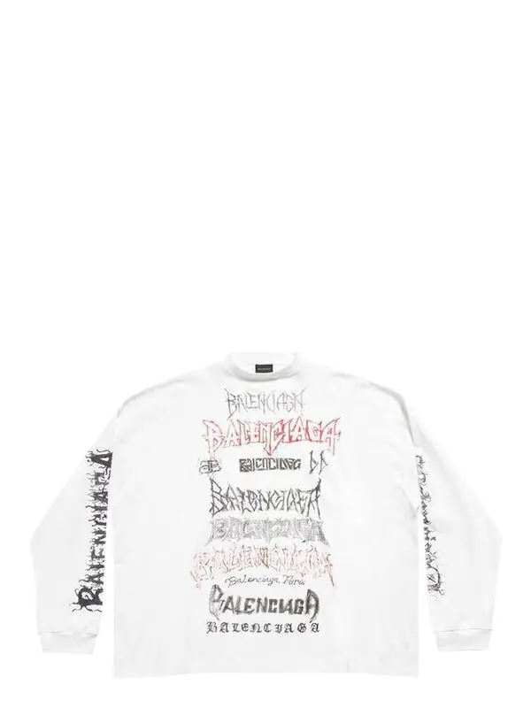 Balenciaga Diy Metal Longsleeve Medium Fit T-shirt - White/black/red