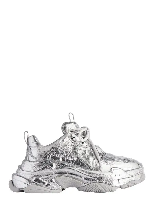 Balenciaga Triple S Metallic Sneakers - Silver