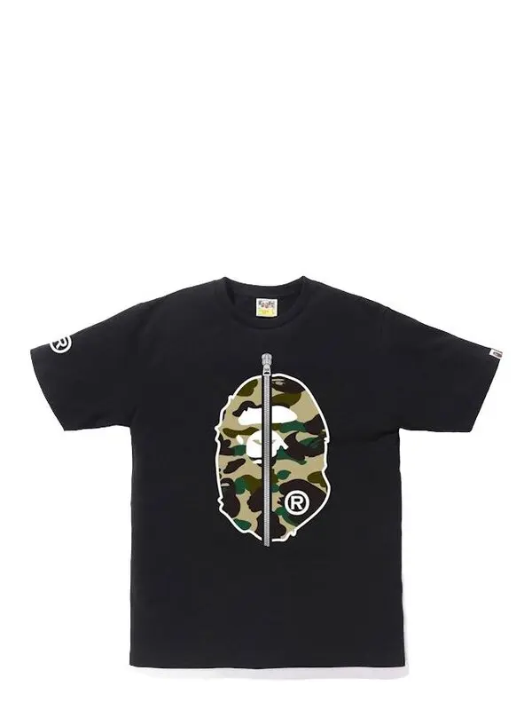 A BATHING APE 1st Camo 2nd Ape Tee Shirt - Black/yellow
