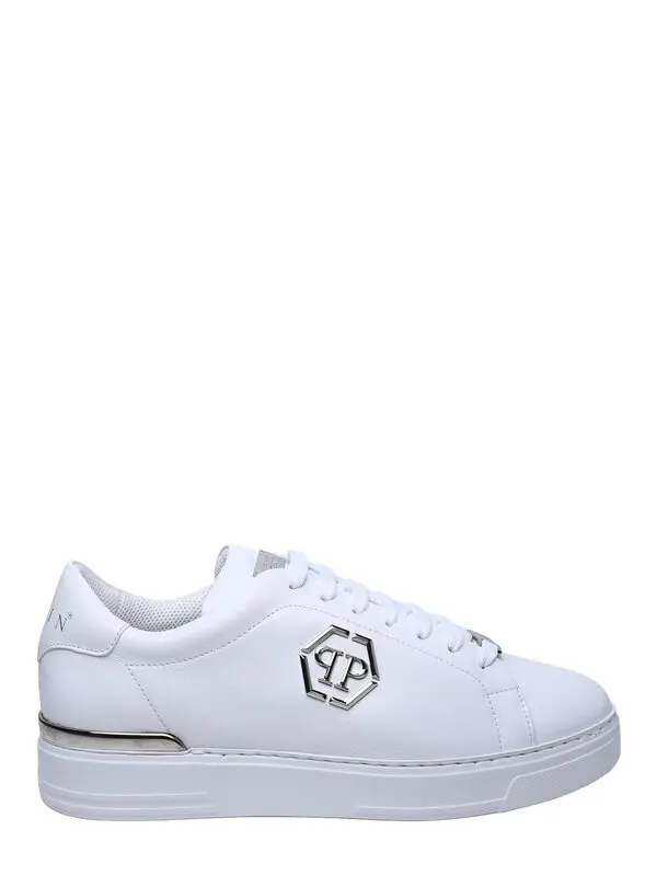 Philipp Plein Hexagon Leather Sneakers - White