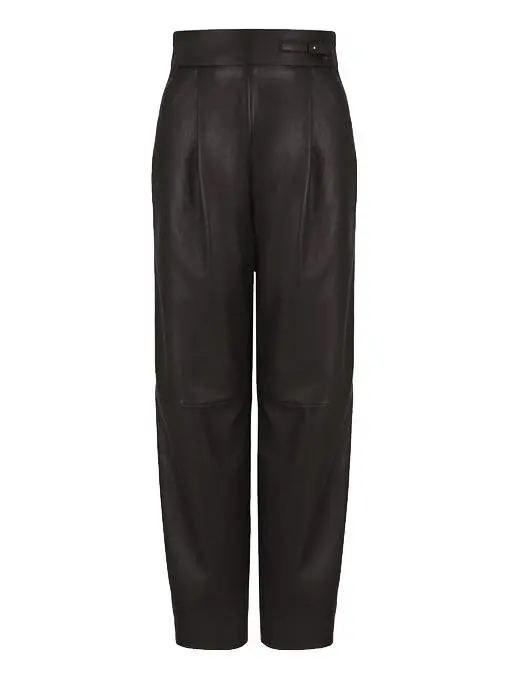 Giorgio Armani Straight-cut Nappa Leather Trousers - Black