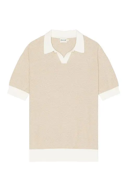 BOUND Texture Knit Polo In Nude - Oatmeal