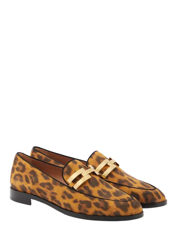 AQUAZZURA Brandi Leopard-print Leather Loafers - Orange