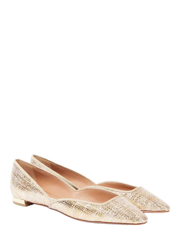 AQUAZZURA Maia Canvas Ballet Flats - Gold