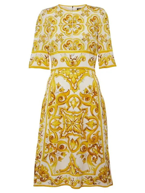 Dolce & Gabbana Majolica Print Silk-blend Charmeuse Midi Dress - Multicoloured