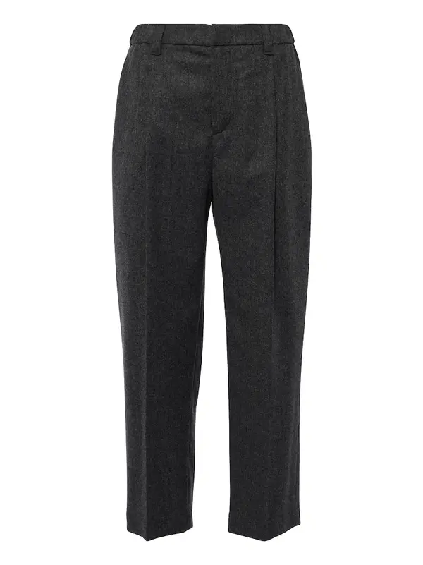 Brunello Cucinelli Wool And Cashmere Straight Pants - Grey