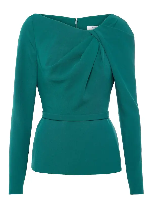 Safiyaa Manya Gathered Crêpe Top - Green