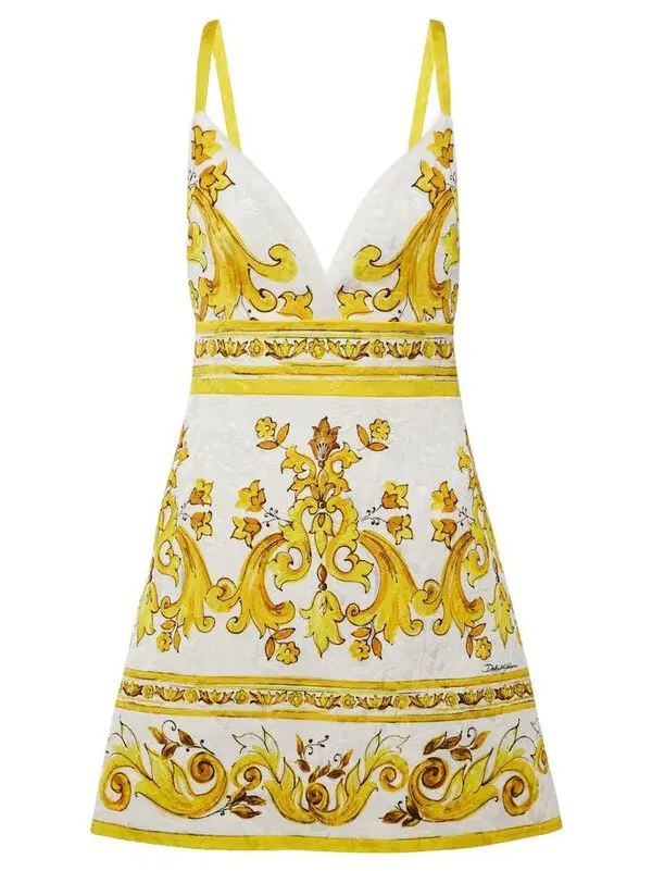 Dolce & Gabbana Majolica Cotton-blend Brocade Minidress - Multicoloured