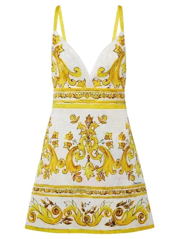 Dolce & Gabbana Majolica Cotton-blend Brocade Minidress - Multicoloured