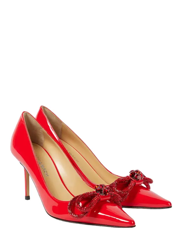 Mach & Mach 85 Bow-detail Patent Leather Pumps - Red