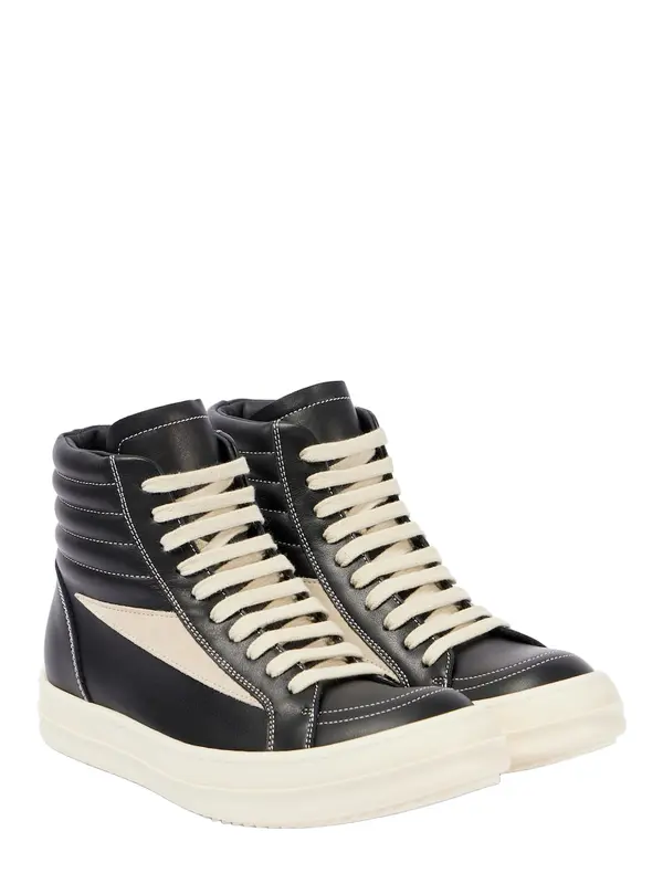 Rick Owens Leather High-top Sneakers - Black